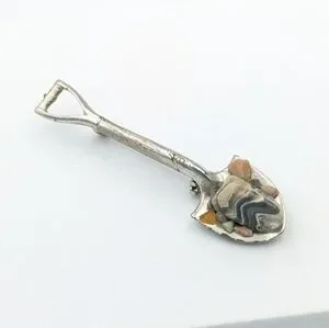 Vintage | Jewelry | Vintage Brooch Pin Of A Shovel With Polished Stones ...